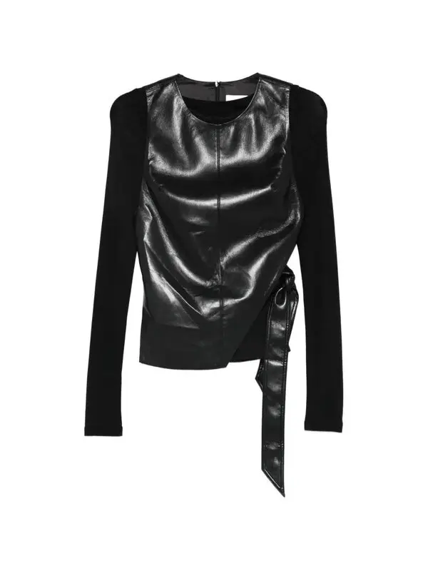Nanushka Long-sleeve Tie-detail Top - Black