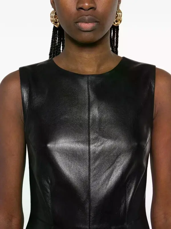 Nanushka Crew-neck Fluted-hem Midi Dress - Black