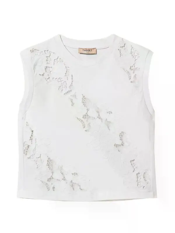 TWINSET Lace-paneled Knit Top - White