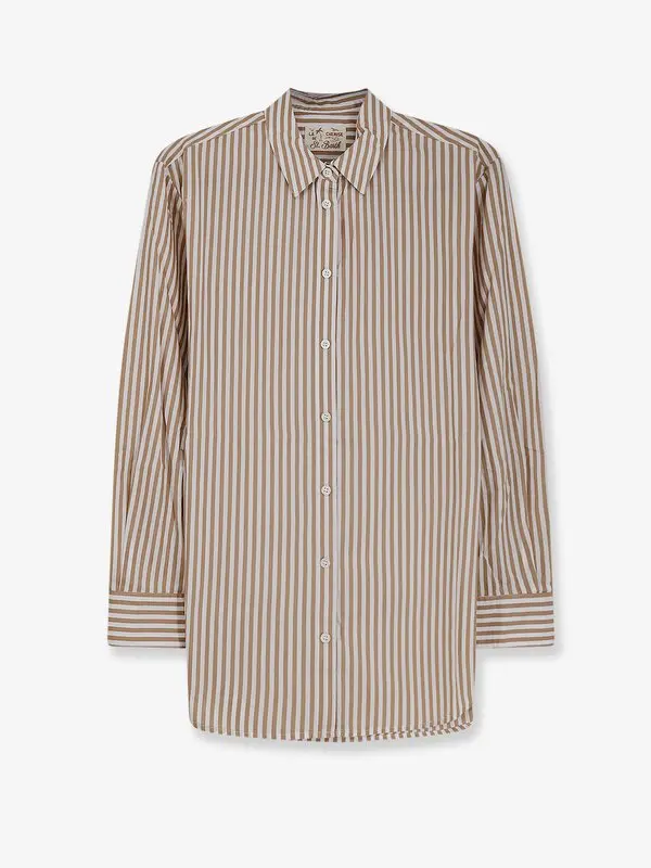 MC2 SAINT BARTH Brigitte Striped Cotton Shirt - Beige