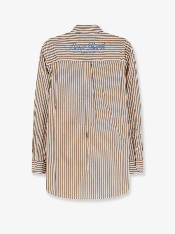 MC2 SAINT BARTH Brigitte Striped Cotton Shirt - Beige
