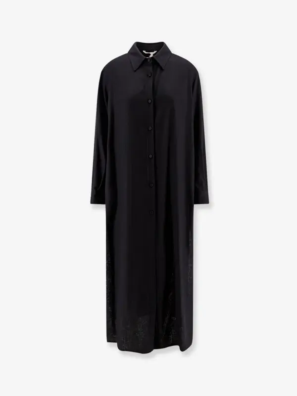 HEVO Arigliano Viscose And Linen Chemisier Dress - Black