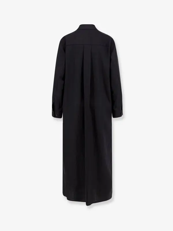 HEVO Arigliano Viscose And Linen Chemisier Dress - Black