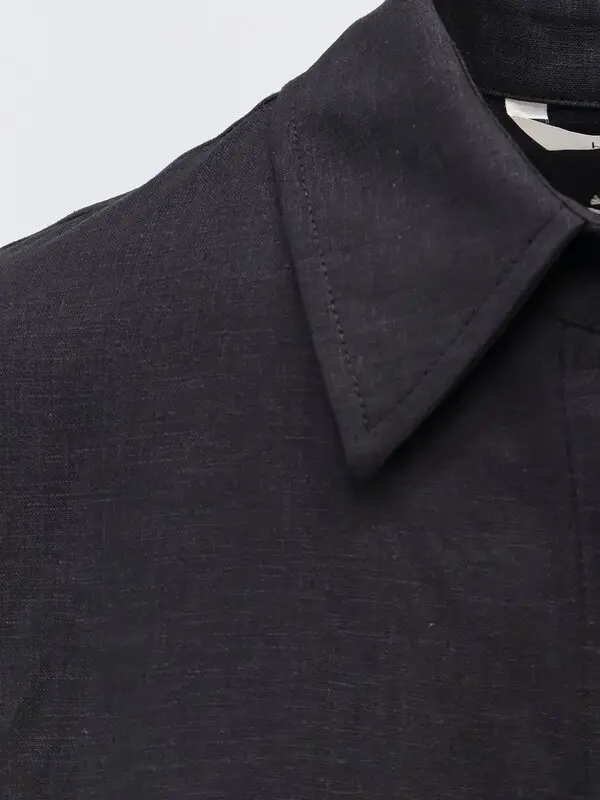 HEVO Arigliano Viscose And Linen Chemisier Dress - Black