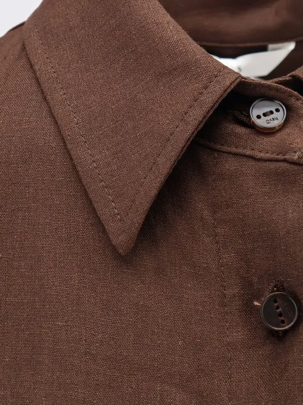 HEVO Arigliano Linen And Viscose Chemisier Dress - Brown