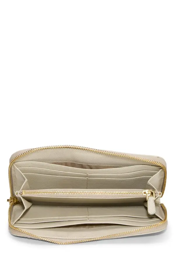 Prada Saffiano Zip Around Wallet - White