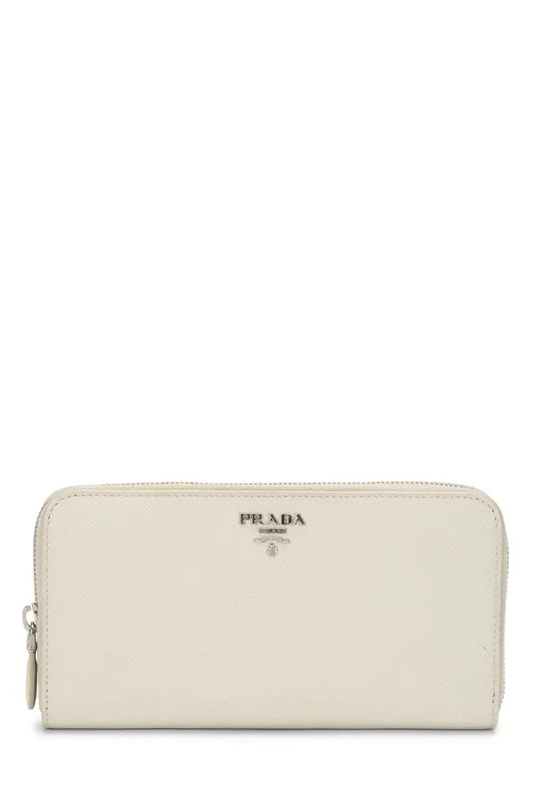 Prada Saffiano Zip Around Wallet - White