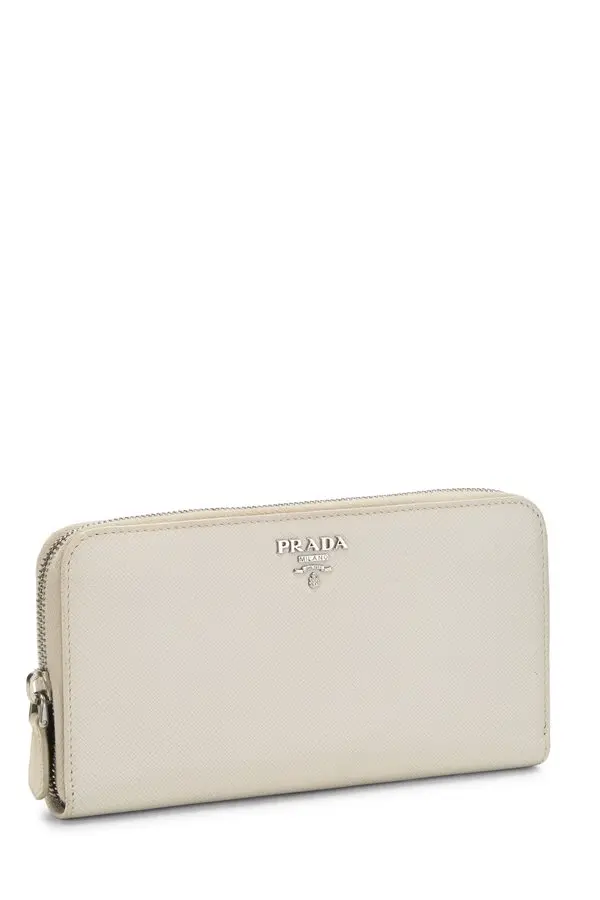 Prada Saffiano Zip Around Wallet - White