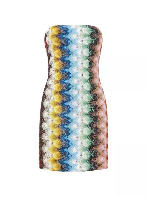 Missoni Zig-zag Strapless Mini Dress - Blue
