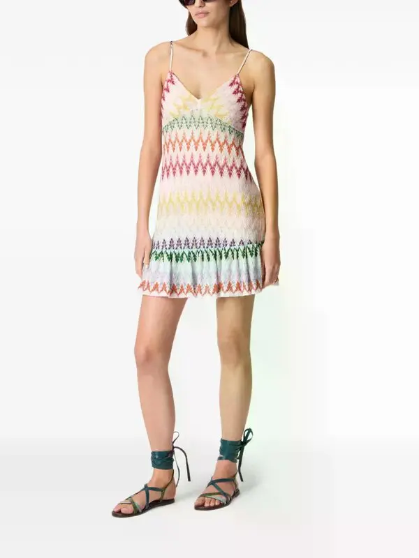 Missoni V-neck Chevron-pattern Mini Dress