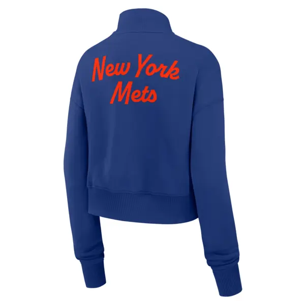 Nike New York Mets Phoenix Mlb Cropped 1/4-zip Crew - Blue