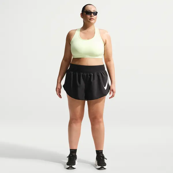 Nike Tempo Flow Swoosh Dri-fit Mid-rise Brief-lined Running Shorts - Black