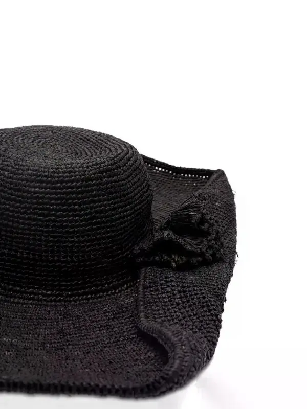 IBELIV Raffia Floppy Hat - Black