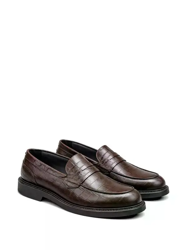 Canali Embossed-pattern Loafers