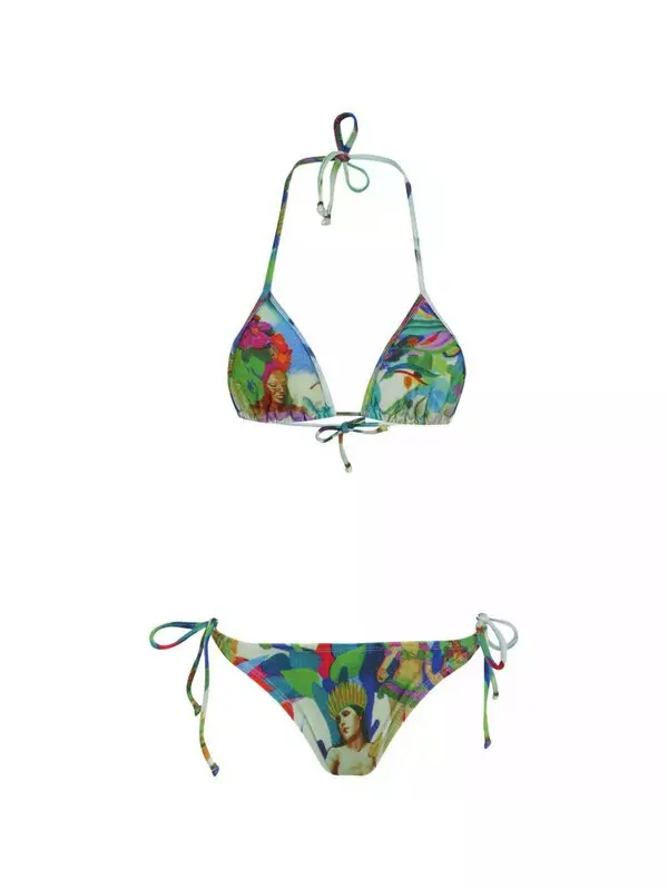 AMIR SLAMA Tie Print Bikini - Blue