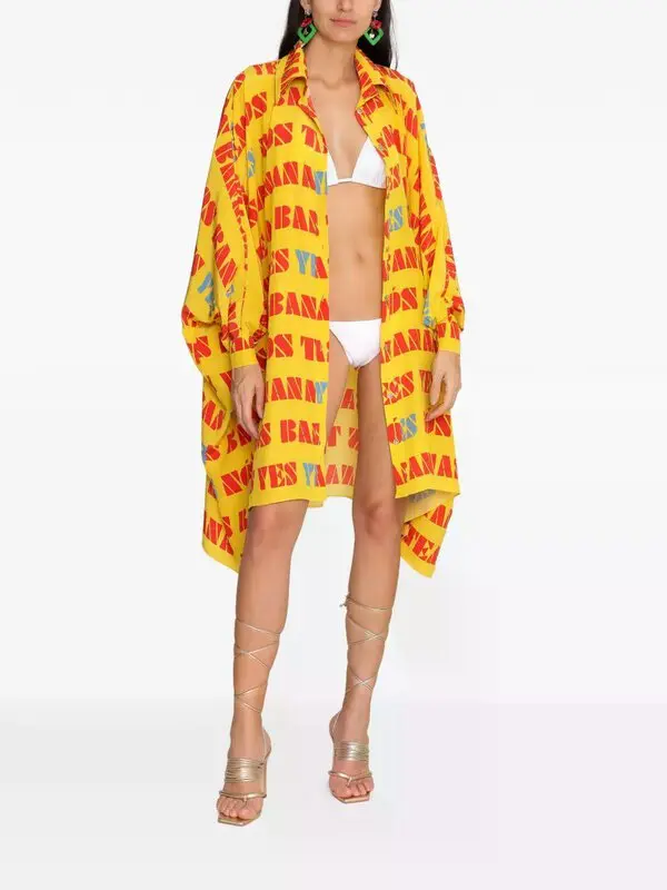 AMIR SLAMA Belted Printed Mini Shirt Dress