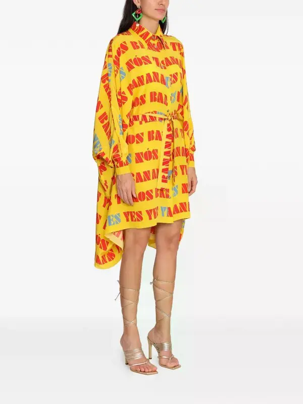AMIR SLAMA Belted Printed Mini Shirt Dress