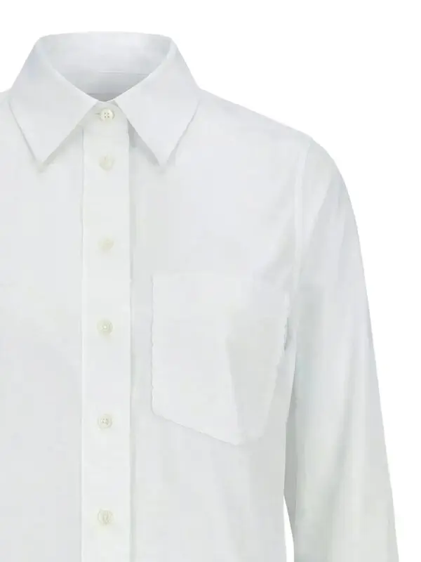 Closed Lace-trim Chest Pocket Shirt - White