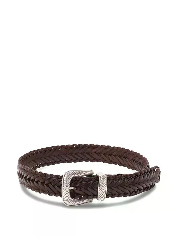 KATE CATE Braided Leather Belt - Brown
