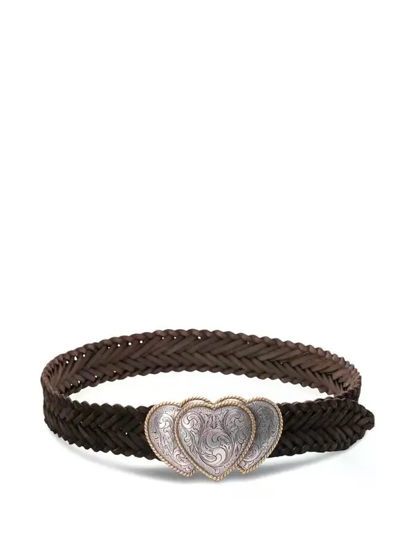 KATE CATE Queen Of Hearts Buckle Belt - Brown