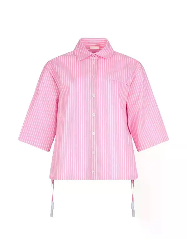 Liu Jo Short Sleeve Striped Shirt With Drawstring Hem