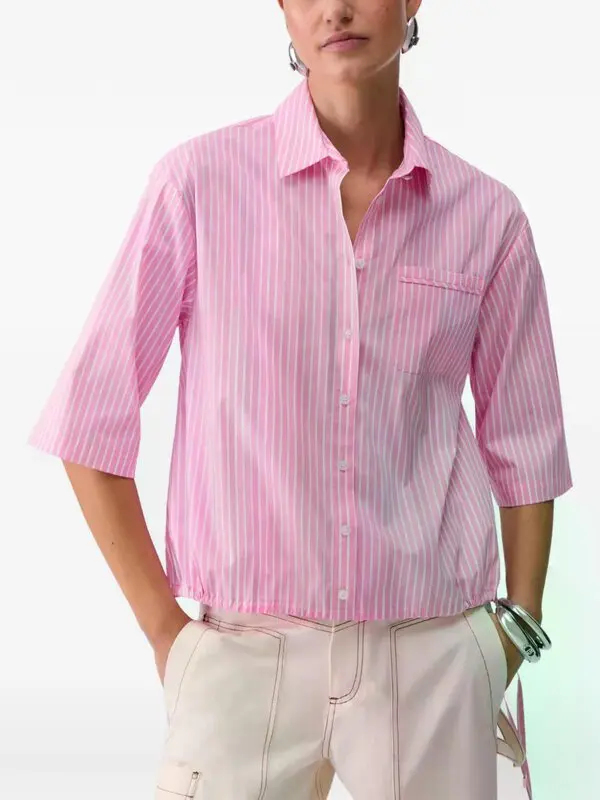 Liu Jo Short Sleeve Striped Shirt With Drawstring Hem