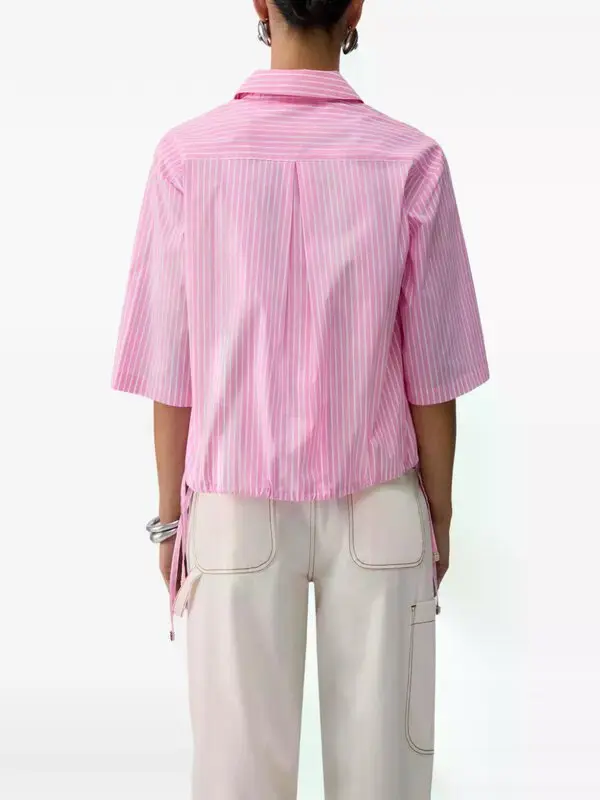 Liu Jo Short Sleeve Striped Shirt With Drawstring Hem