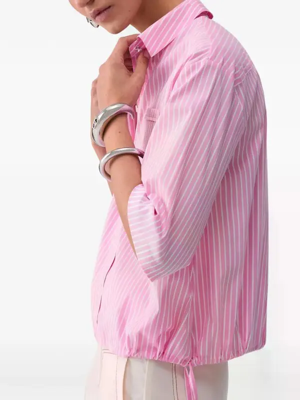 Liu Jo Short Sleeve Striped Shirt With Drawstring Hem