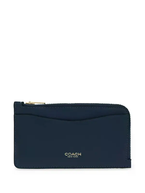 COACH New York Zip Leather Card Case - Blue