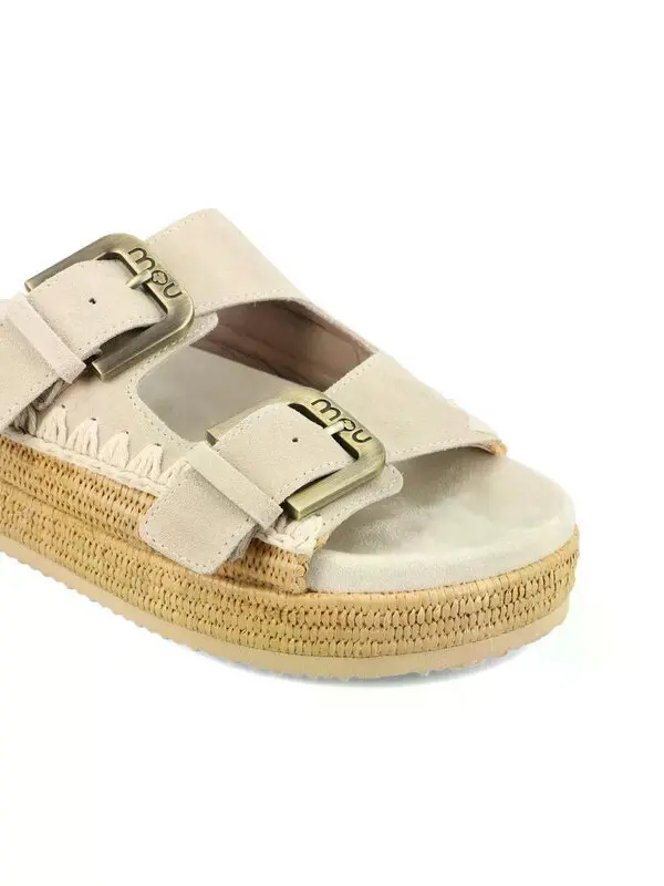 Mou Buckle Platform Sandals - Neutrals