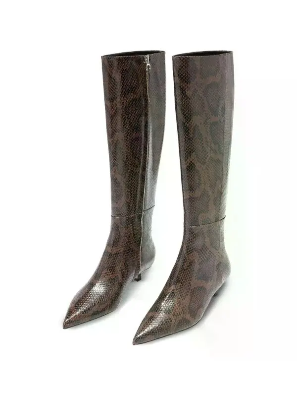 AeydĒ Sabrina Snake-print Boots - Brown