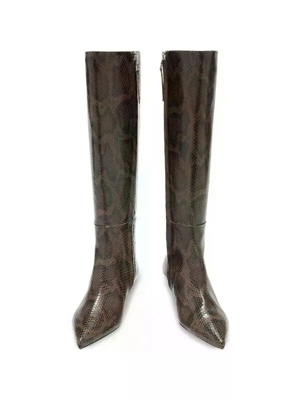 AeydĒ Sabrina Snake-print Boots - Brown