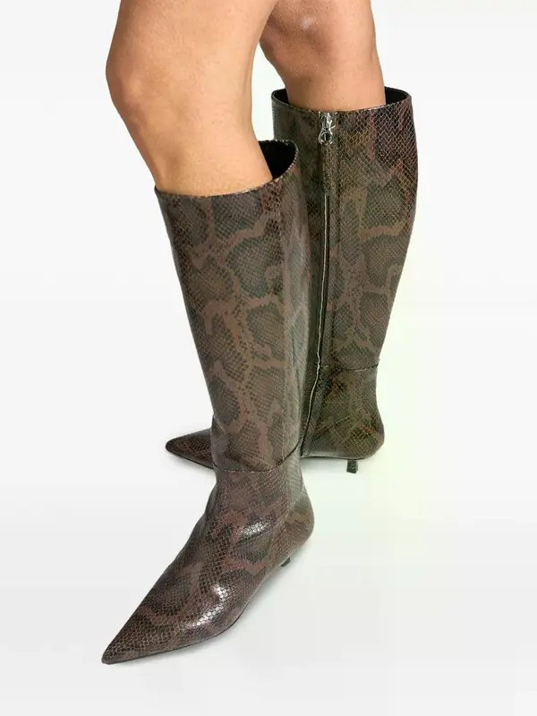 AeydĒ Sabrina Snake-print Boots - Brown