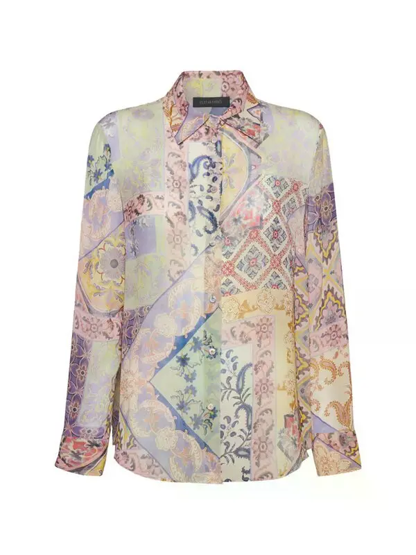 ELENA MIRÒ Floral Patchwork Shirt - Purple