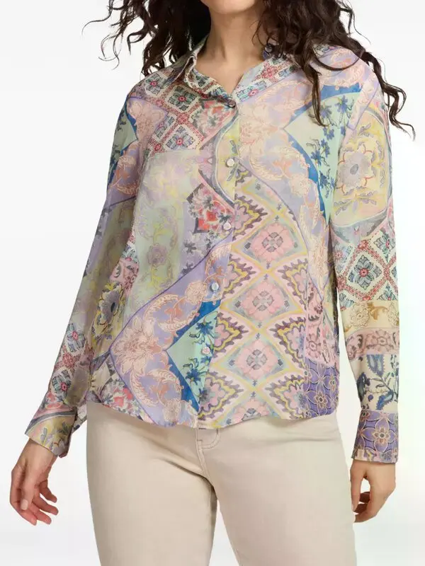 ELENA MIRÒ Floral Patchwork Shirt - Purple