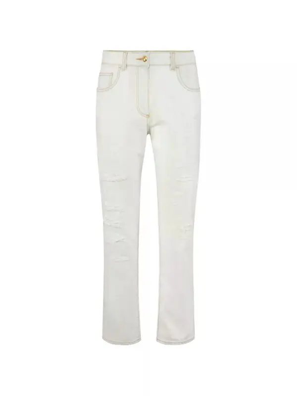 Elisabetta Franchi Denim Five-pocket Trousers - Neutrals