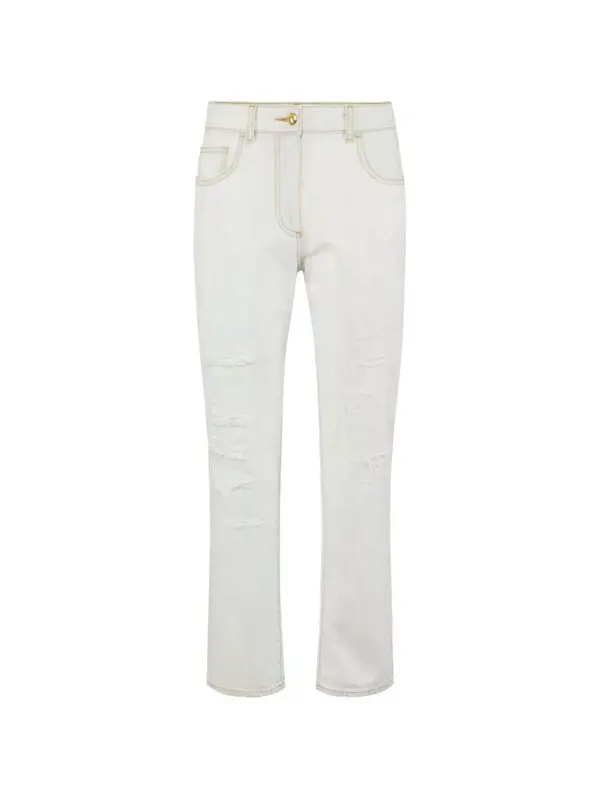 Elisabetta Franchi Denim Five-pocket Trousers - Neutrals