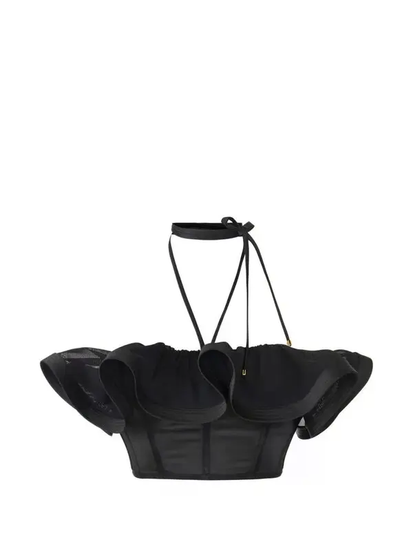Elisabetta Franchi Ruffled Halterneck Top - Black