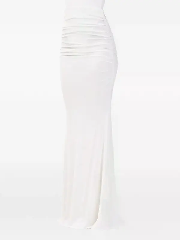 Elisabetta Franchi Long Ivory Ruffled Skirt - White