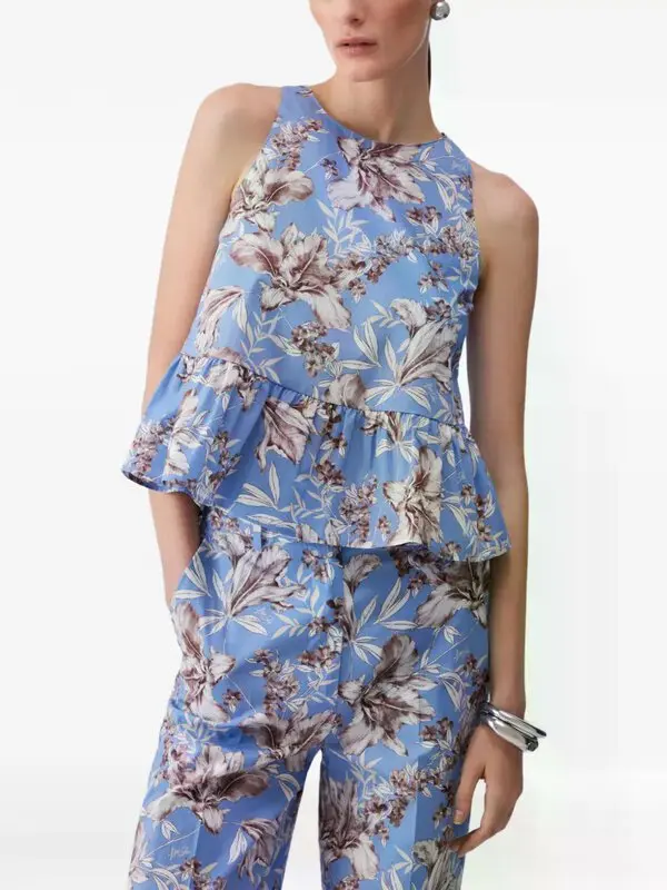 Liu Jo Floral Tie Back Blouse - Blue