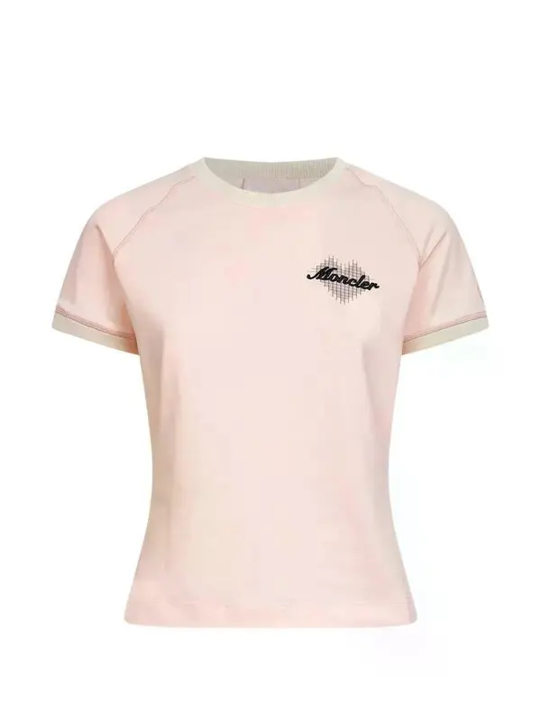 Moncler Heart-print Ribbed T-shirt - Pink