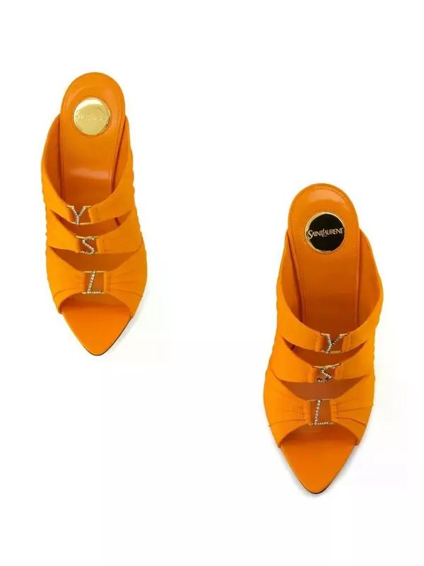 Saint Laurent Emilie Satin Crepe Mules - Orange