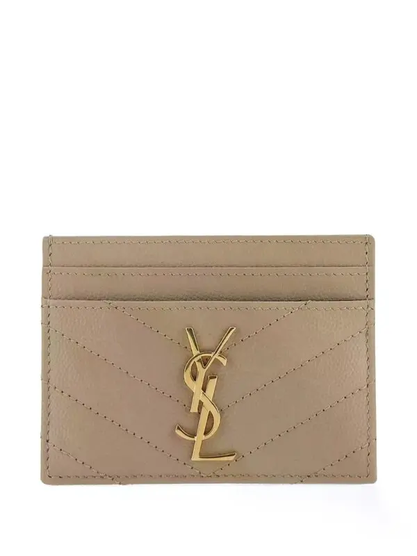 Saint Laurent Cassandre Matelassé Leather Cardholder - Neutrals
