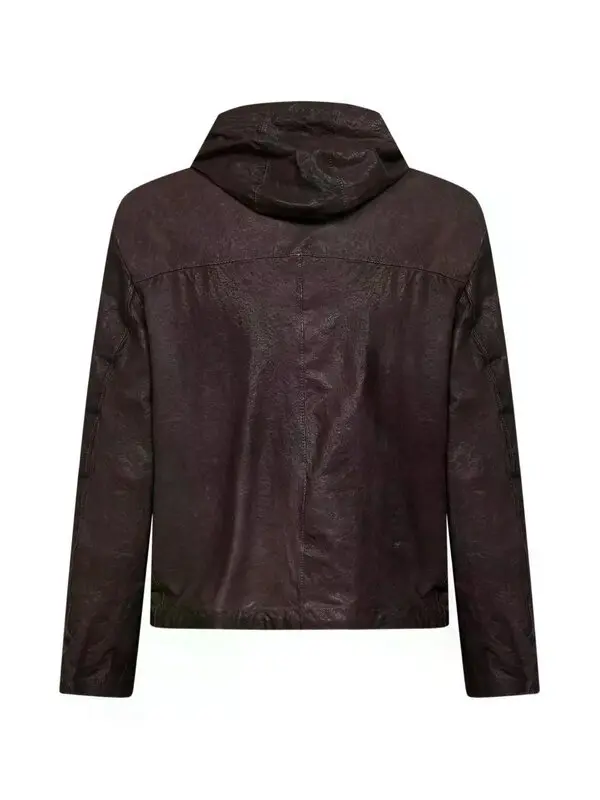 SALVATORE SANTORO Hooded Crinkled Leather Jacket