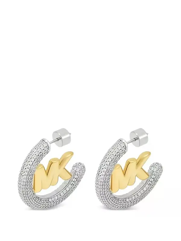 Michael Kors Logo-embellished Hoop Earrings - Silver