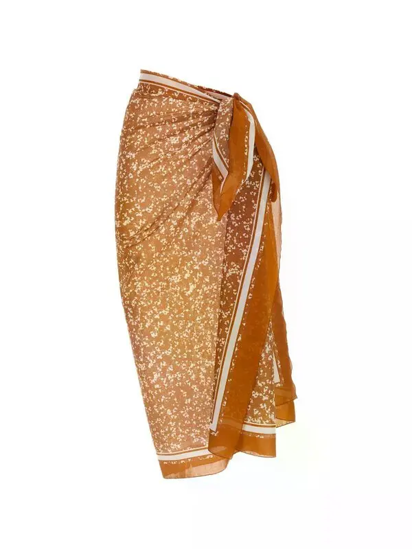 Kiton Patterned Sarong Skirt - Brown