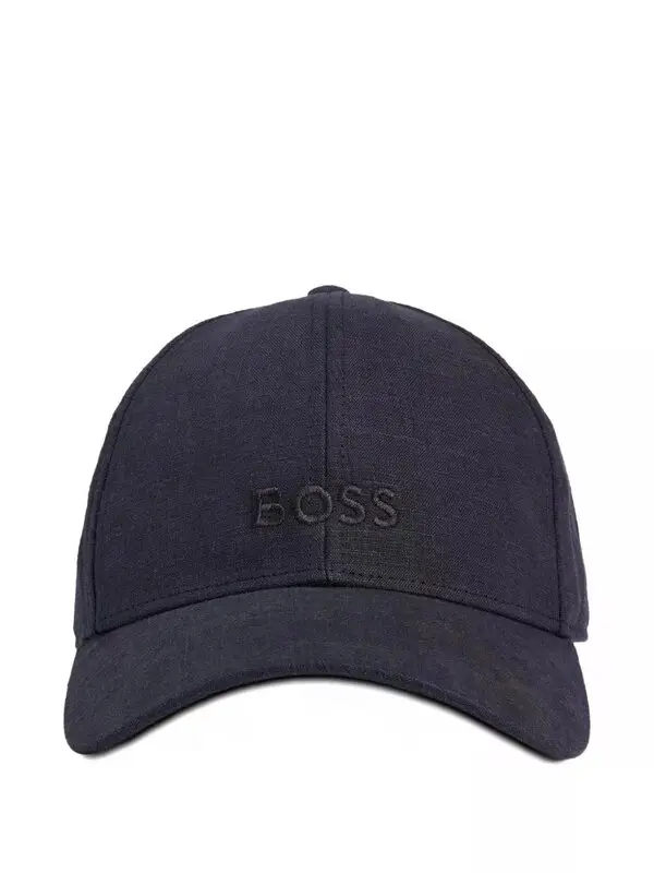 BOSS Logo-embroidered Linen Cap - Black
