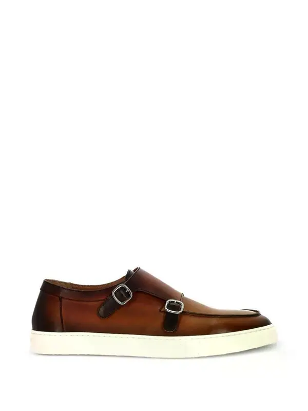 DOUCAL'S Buckle Leather Monk Shoes - Brown