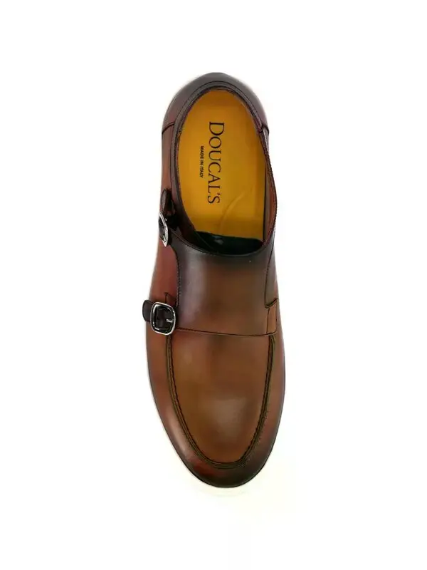 DOUCAL'S Buckle Leather Monk Shoes - Brown