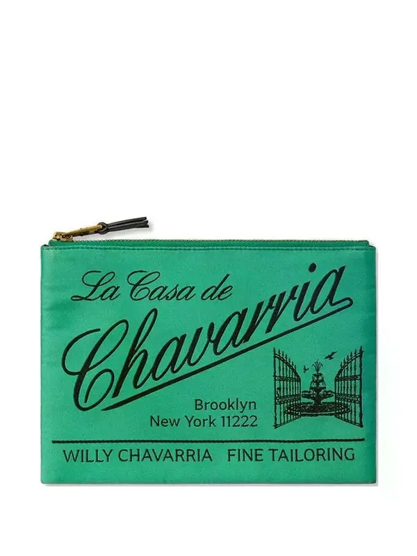 WILLY CHAVARRIA Logo-print Clutch - Green